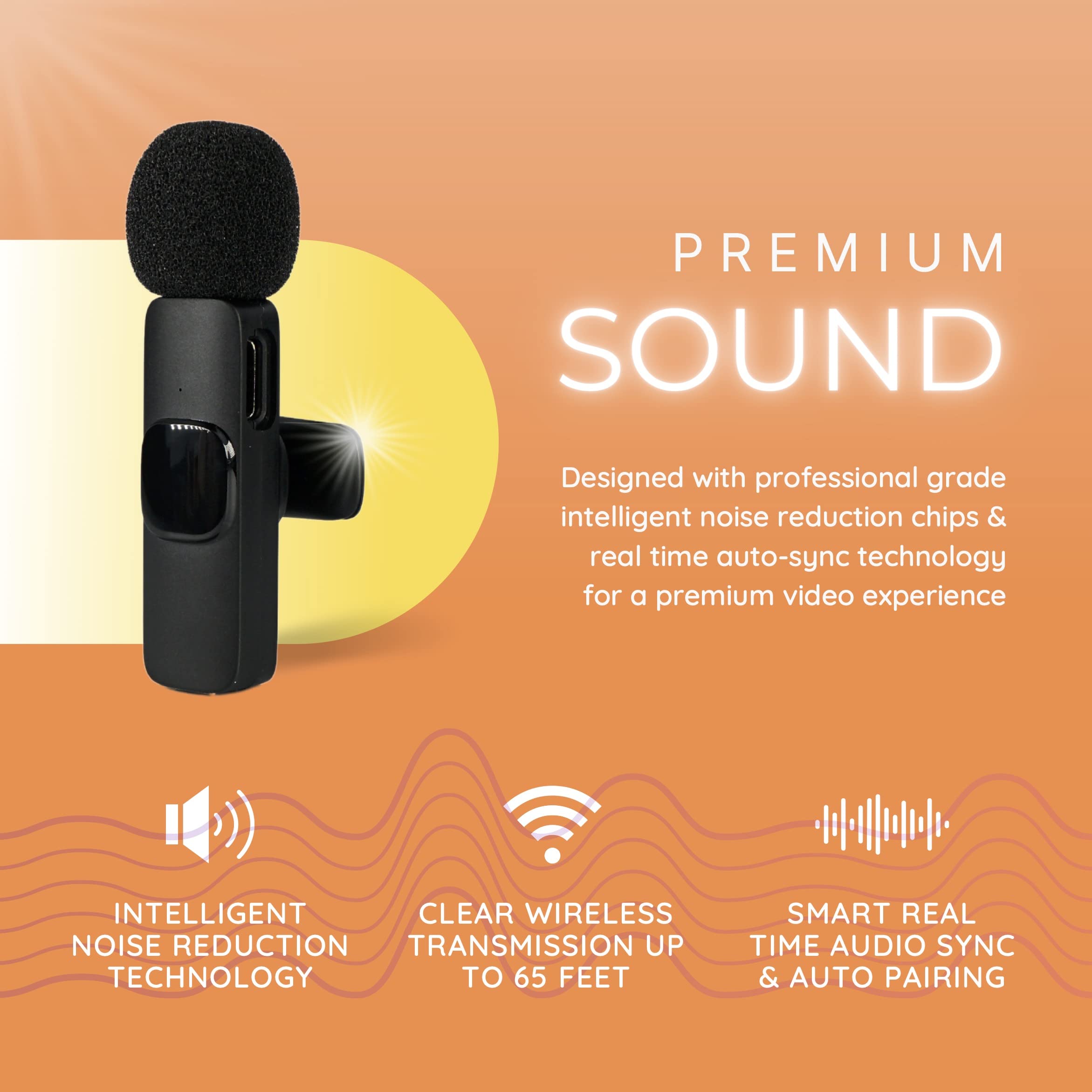 LEMinnovations Wireless Lavalier Professional Mini Microphone Set iPhone iPad Compatible - 2 Wireless Podcast Microphones - Quick Charging – Clip On Voice Recording Microphone - Hands-Free Mic