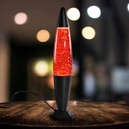 IIDSA Glitter Lamp Black Base, Red Liquid 16 inch, Decorative Table Lamp for Any Area of Your Home (Bulb and Extra Bulb).