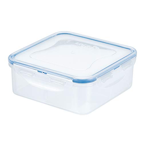 LocknLock Easy Essentials On The Go Meal Prep Lunch Box, Airtight Containers with Lid, BPA Free, Square (4 Section) -29 oz, Clear (Pack of 2)
