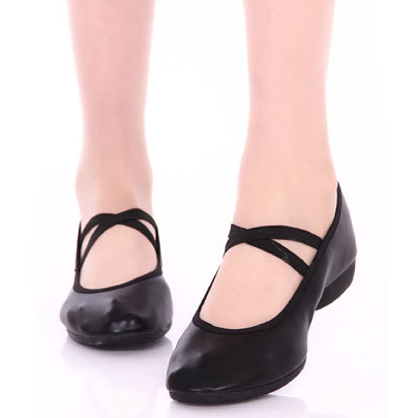 Leisure Women's Summer Soft Sole Solid Color Non Slip Wedges Round Toe Breathable Dancing Shoes Mens Shoes Slip on Black