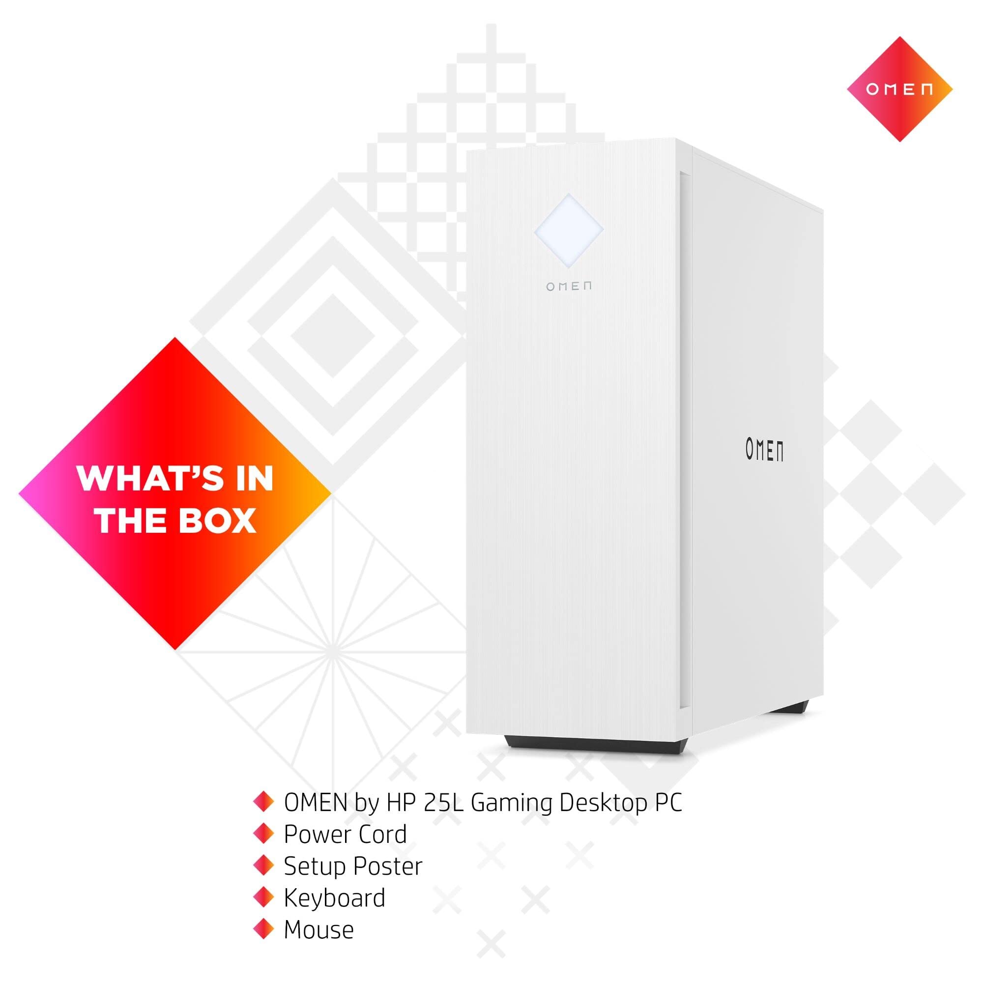 HP OMEN 25L Tower Gaming Desktop, 12th Gen Intel 12-Core i7-12700 up to 4.9GHz, 128GB DDR4 RAM, 4TB PCIe SSD + 2TB SSD, GeForce RTX 3070 8GB, WiFi 6, BT 5.2, RGB Liquid Cooler, Windows 11 Pro