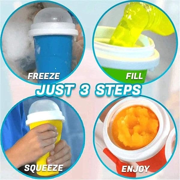 Klums Kitchen Slushy Maker Cup, Quick Frozen Magic Cup, Smoothies Cooling, Double Layer Squeeze Slushy Maker, TikTok Homemade Milk Shake Ice Cream Maker, DIY it for Children and Family (Blue)