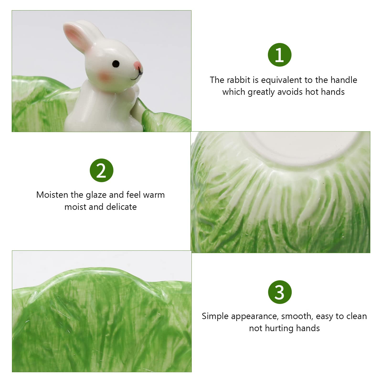 LIDSCURA Easter Ceramic Rabbit Bowl, Cabbage with Rabbit Shaped Ceramic Bowls, Rice Salad Soup Candy Ice Cream Bowls, Best Kitchen Household Cooking Gifts