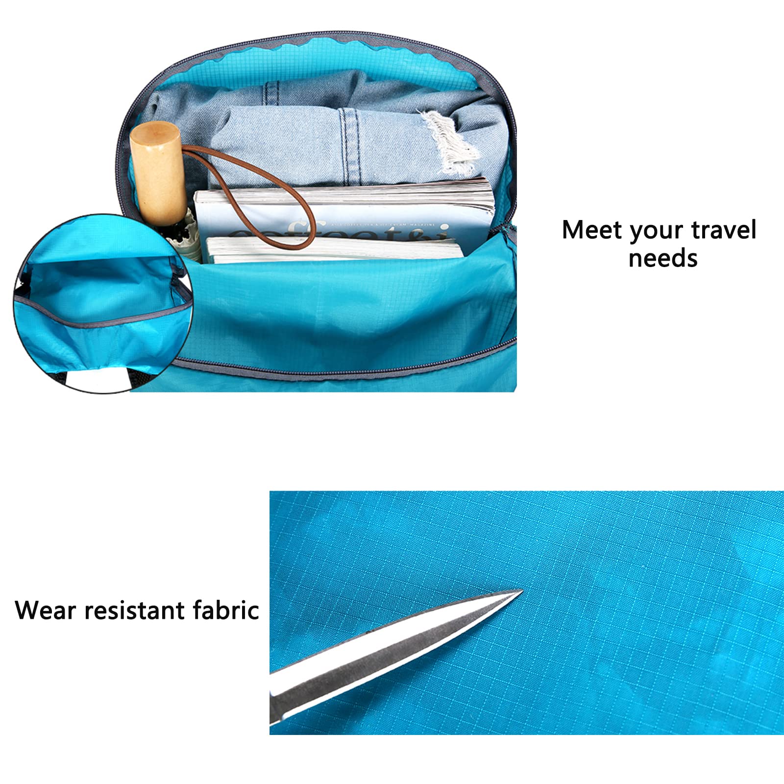 KEEPTOP Polyester Drawstring Backpack Resistant String Bags Swim Bags with Mesh Pockets for Yoga Sport Gym Traveling Waterproof (Blue)