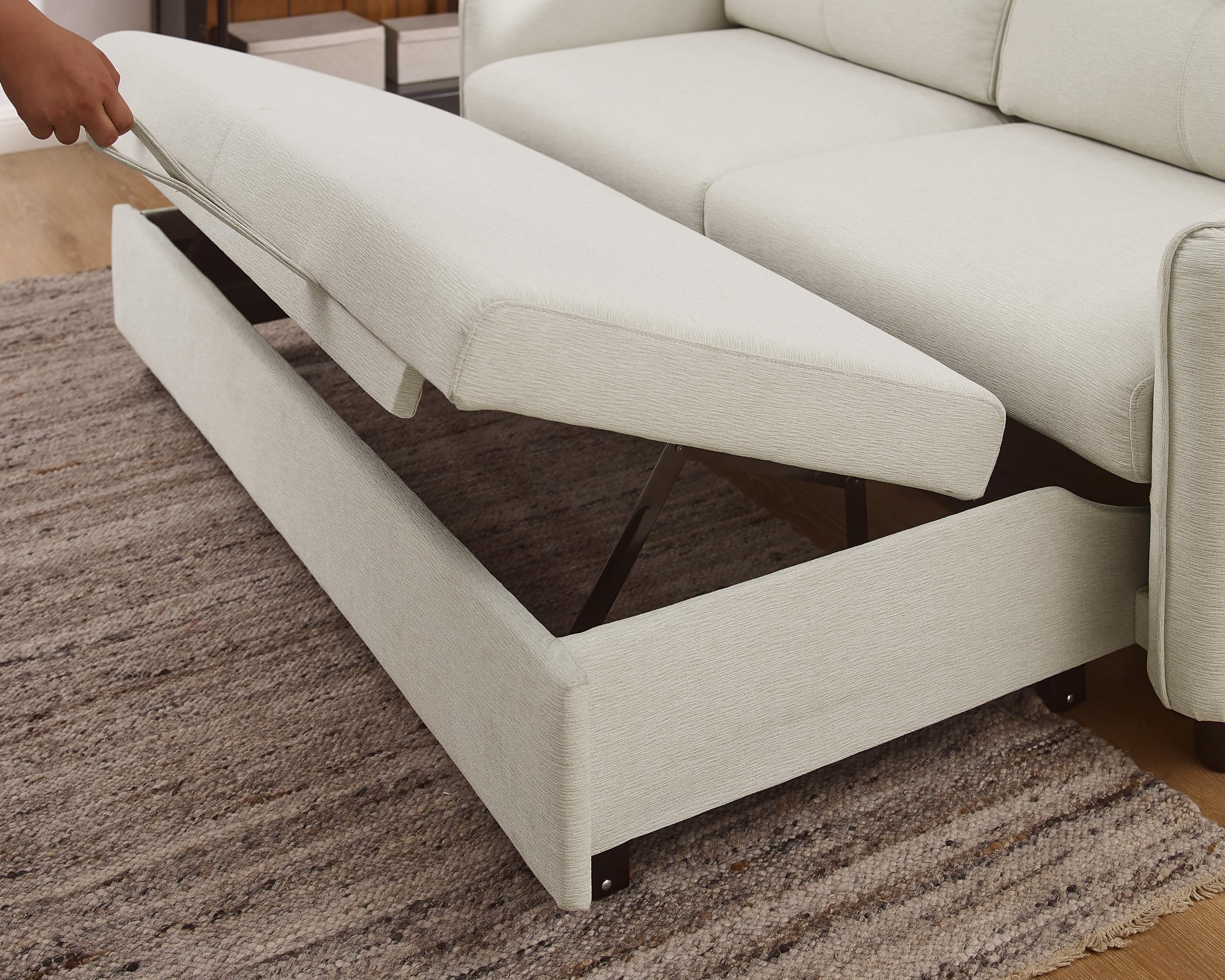 THSUPER 75-Inch Queen Size Convertible Sleeper Sofa Bed, Comfortable Pull-Out Futon Loveseat, Full Love Seat for RV Small Spaces, Hide-A-Bed Fold Out Couch - Beige