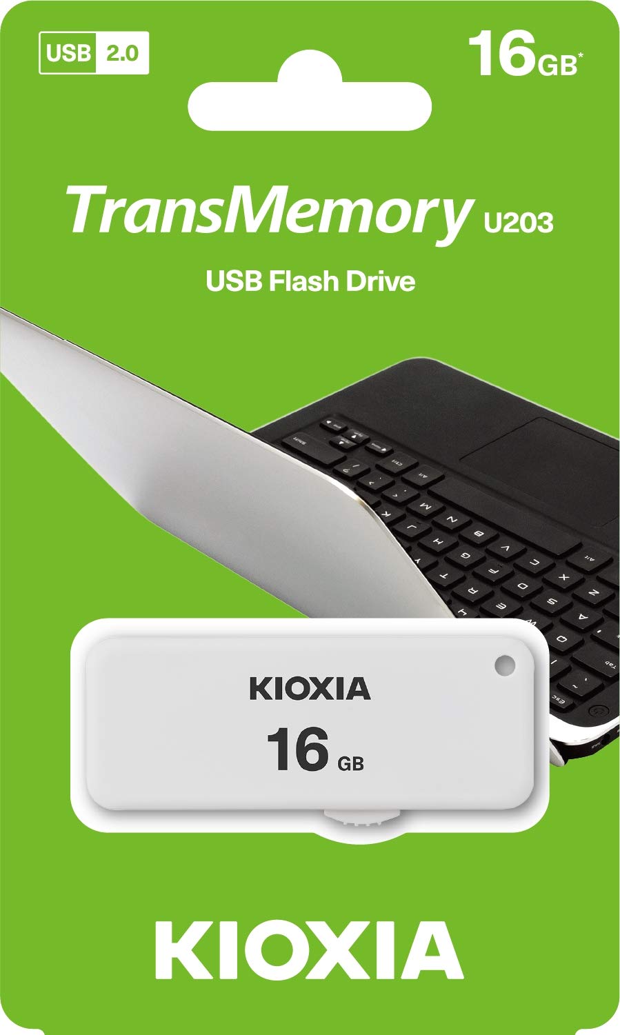 Kioxia U203 Slide TransMemory 16GB USB2.0 Flash Drive Portable Data Disk USB Stick White LU203W016GG4