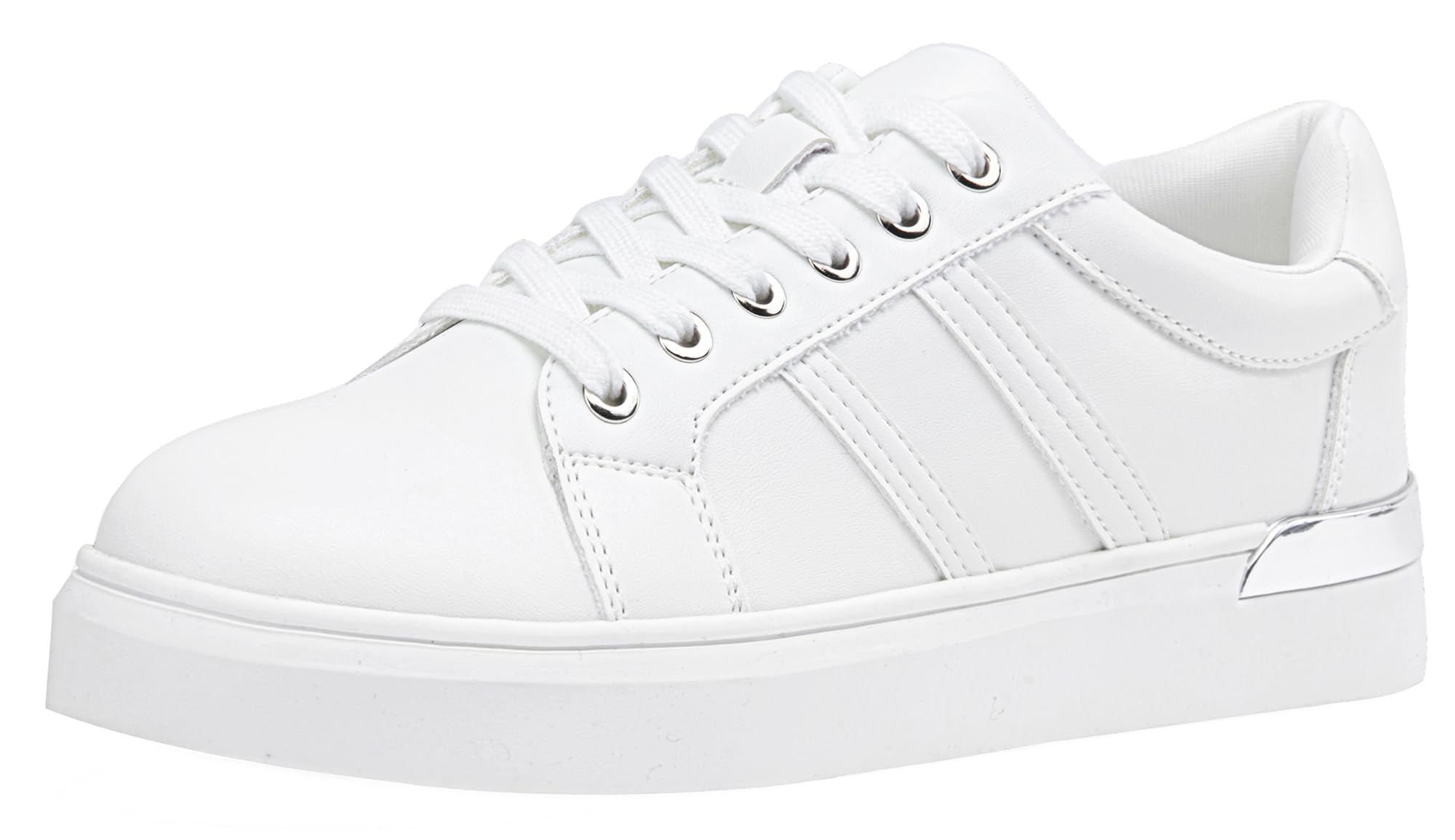 Jeossy Women's 8011 Fashion Sneakers, Lace-up Casual Dress Sneaker, White, Size 8 US-Tennis Walking Dress Shoes for Lady(DJY8011 White 08)