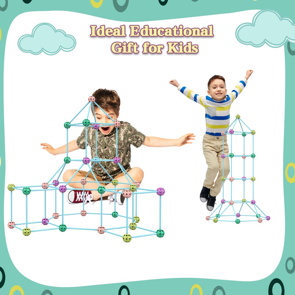 MIGWDPM 140 PCS Fort Building Kit for Kids, Ultimate Forts Builder for 3-14 Years Old, STEM Construction Toys, DIY Building Tents Gift for Kids, Creative Forts Toy Educational Learning Toys Teepee Kit