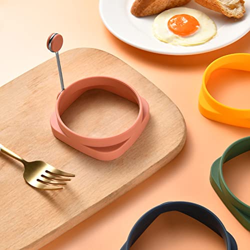Nonstick Cooking Rings for Frying Eggs,Nonstick Egg Rings,Quadrate Round Dual Use Crumpet Ring Mold Shaper,Silicone Egg Ring,Portable Grill Accessories for Breakfast