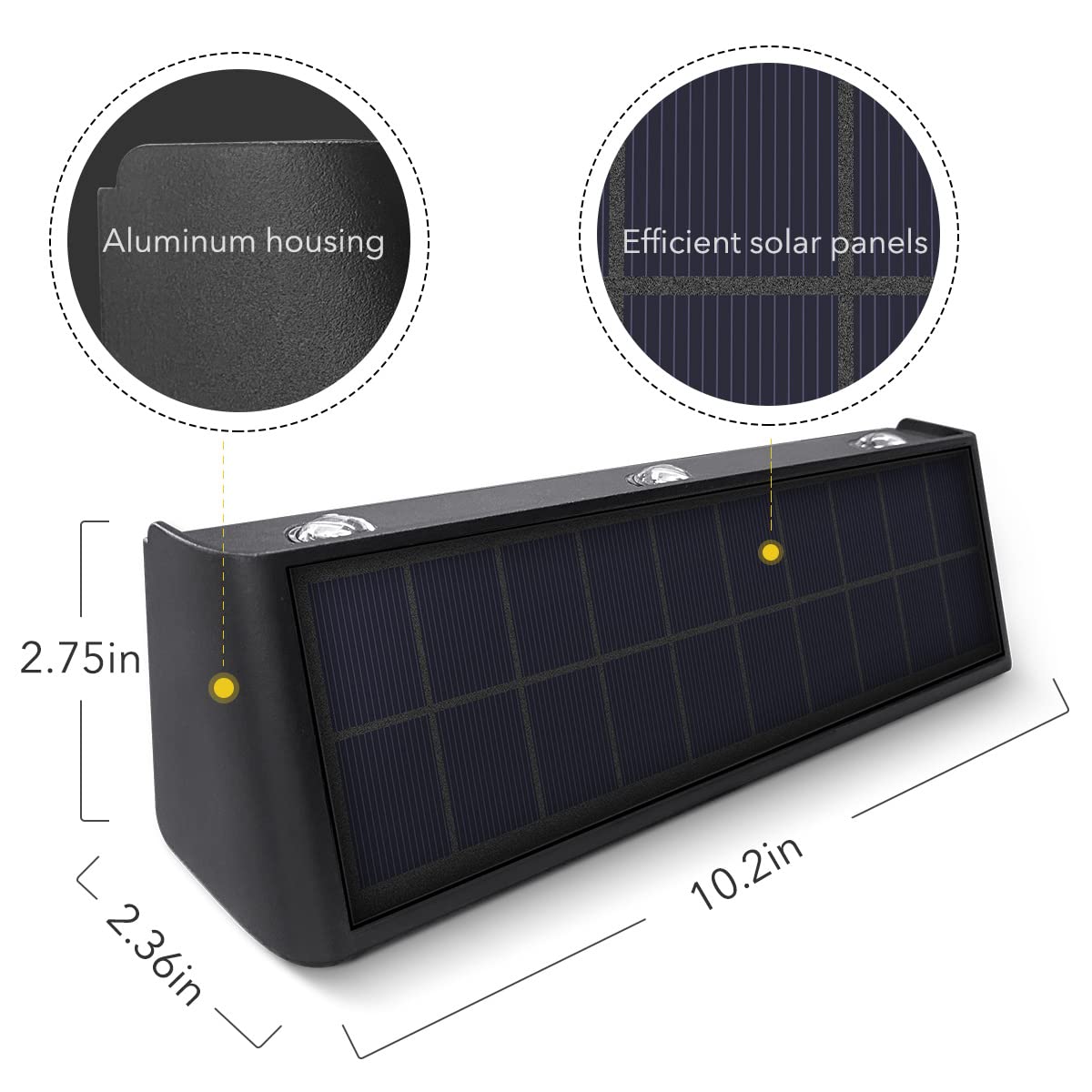 Mrzxy Solar Wall Lights Outdoor Aluminum Housing Waterproof Up and Down Wall Sconce Dusk to Dawn LED Outdoor Lighting for House Yard Deck Garage Front Porch