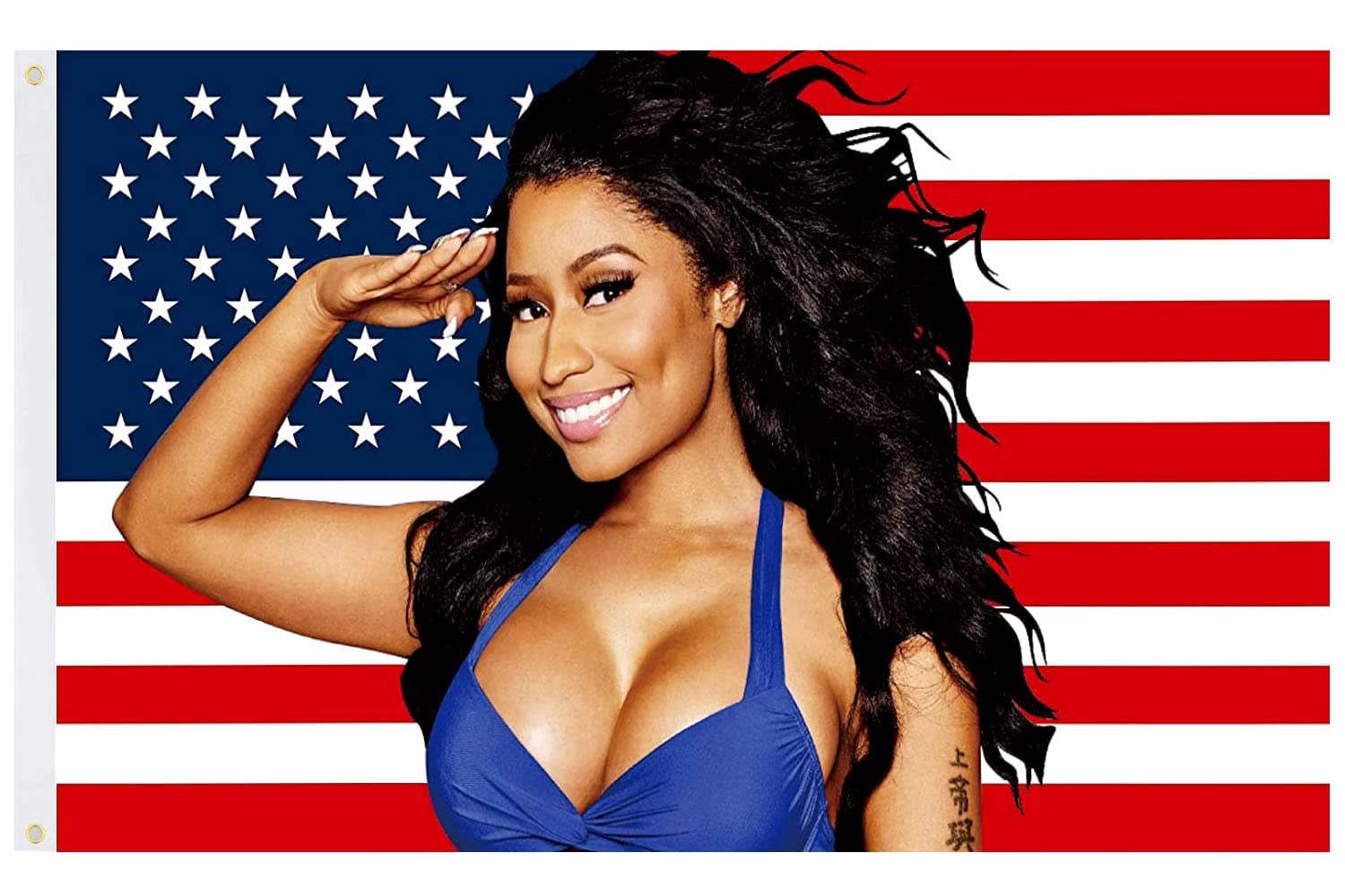 Nicki Minaj Flag Nic-ki Min-aj American Flag Vivid Colors Double Stitched and 2 Brass Grommets 3x5 FT Banner