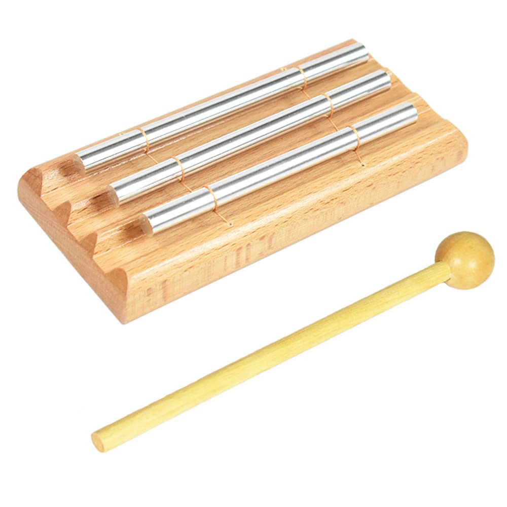 Meditation Chime Classroom Chime Accompaniment Sound Tube Reminder Bell with Mallet Mindfulness Bell for Yoga (Trio Chime)