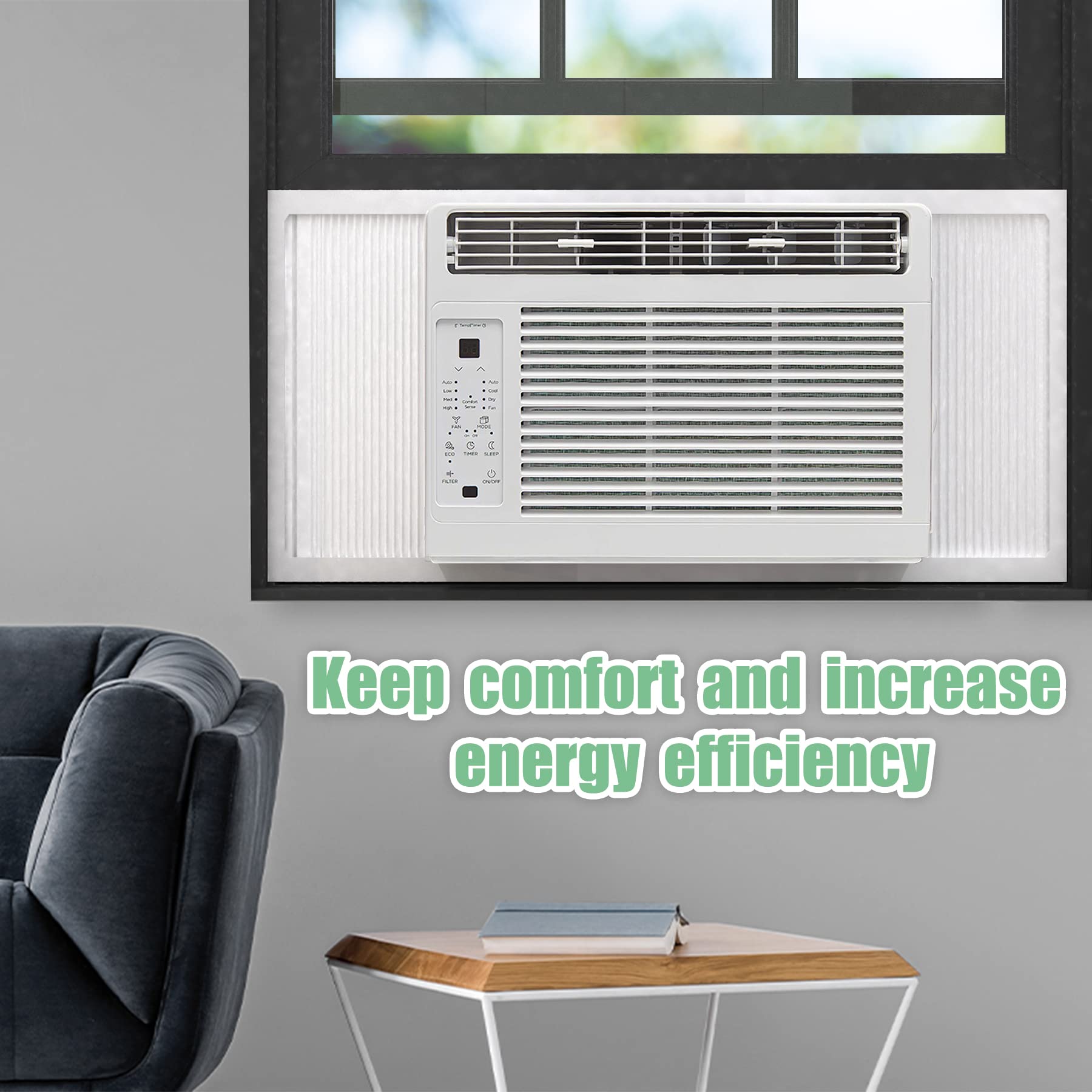 Memrita Window Air Conditioner Side Panels Kit, Adjustable Air Conditioner Replacement Screen, Window AC Side Panels Fits Up to 17 x 10 inch, White
