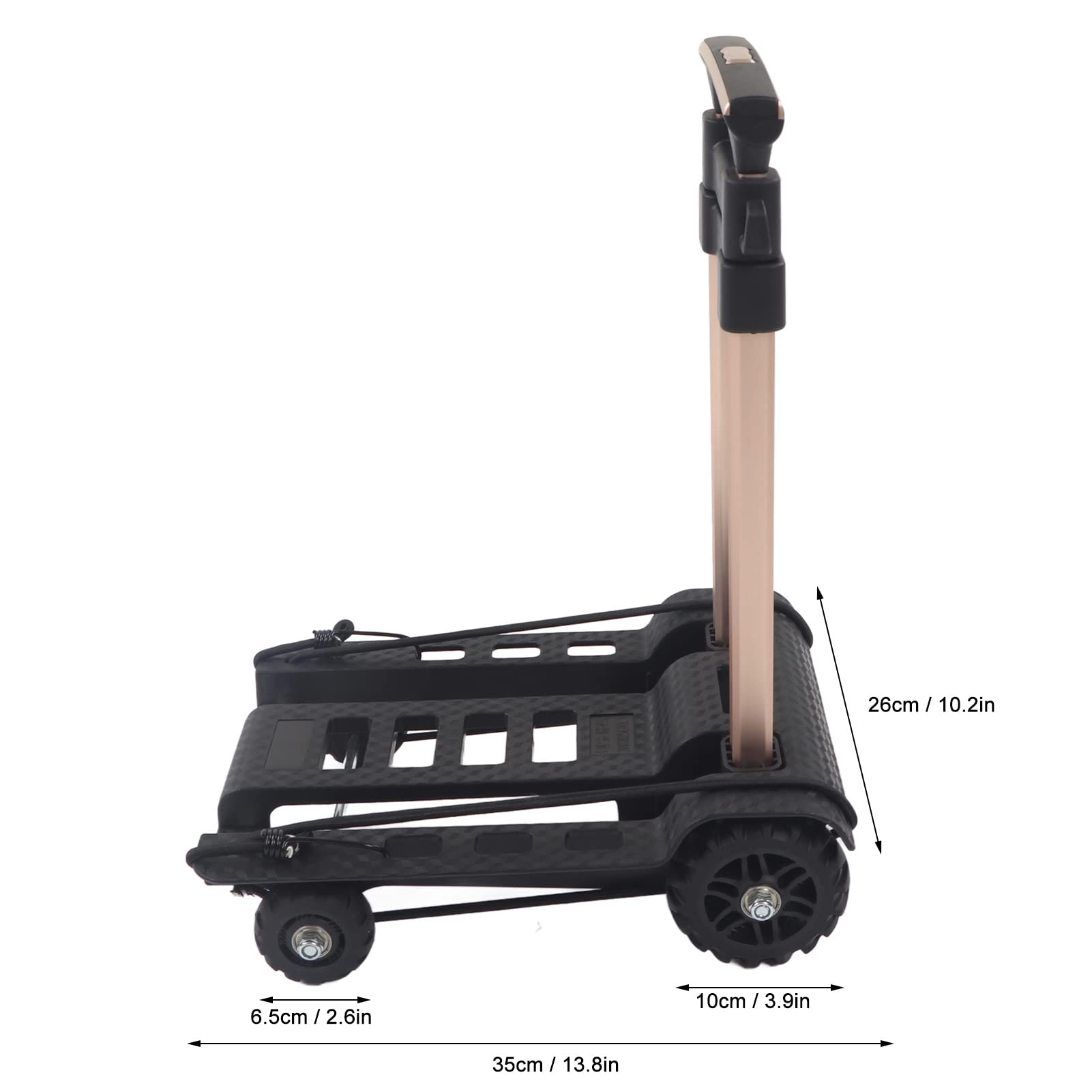Natudeco Shopping Trolleys Heavy Duty Folding Hand Trolley with 4 Silent Wheels Adjustabled Pull Cart for Luggage Shopping 88lb Load Capacity