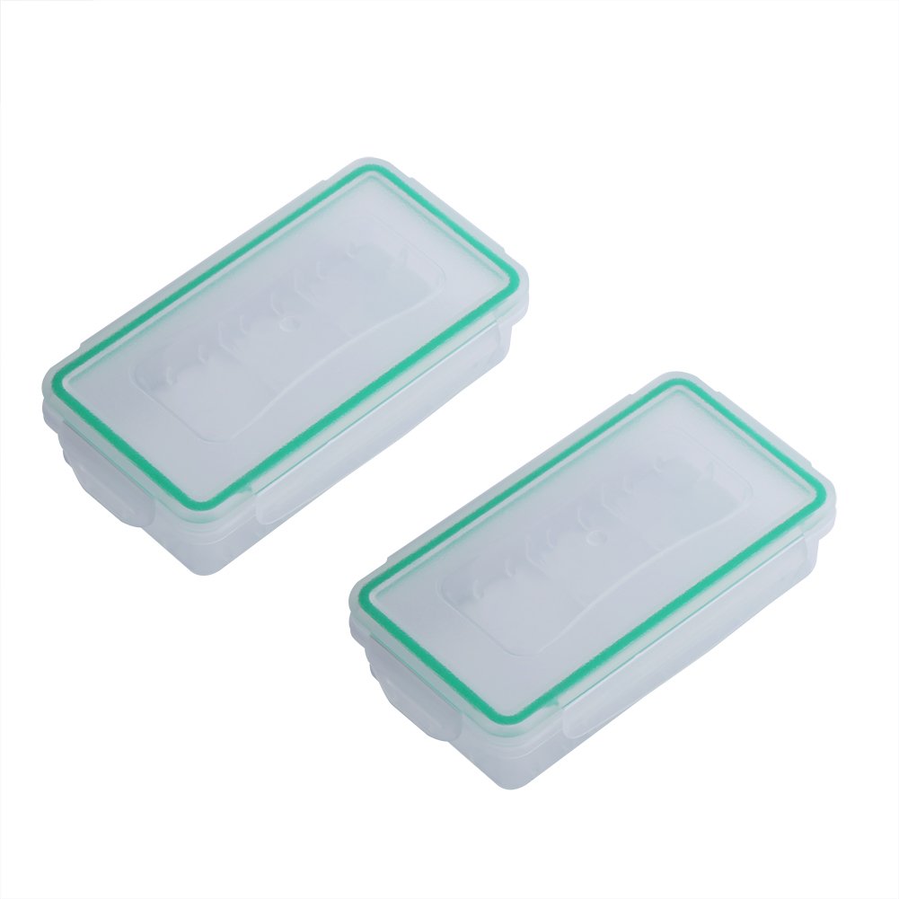 plplaaoo Battery Cases, 2 Pcs Battery Organizer Holder, Hard Wear Resistant Plastic Waterproof Battery Storage Box, Convenient Durable 18650 Batteries Holder Storage Box, Protector Cover Battery B