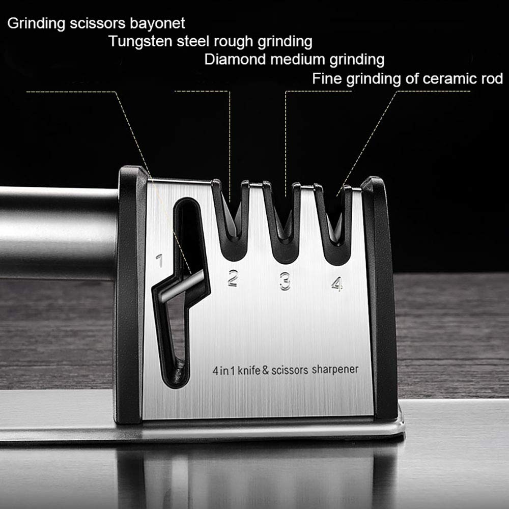 Kitchen Knife Sharpener,3-Stage Speed Sharpening Restore Knives with Non-slip Base and Esay to Use (Silver)