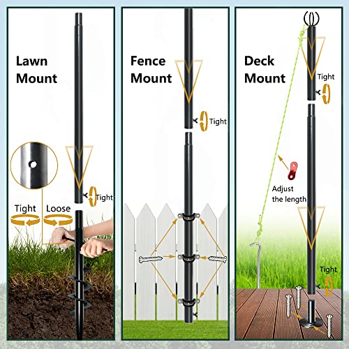 OGoeesy String Light Poles 9.3FT Poles for Outdoor String Lights Spiral Anchor Patio Lighting Stand, 28Φ Metal Posts for String Light, Light Poles for Yard Wedding Parties Home Decor (2 Set)