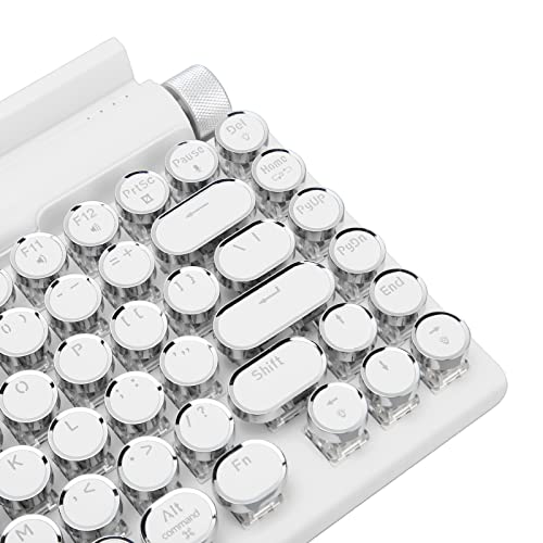 Rosvola Mechanical Keyboard, Ergonomic 83 Keys Blue Switch Round Keycaps Gaming Keyboard for Laptop (White)