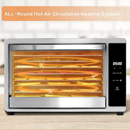 HOMOKUS Food Dehydrator 9 Stainless Steel Trays, Large Food Dehydrator Machine Usable Area up to 13.4ft², 650W Digital Touch Control Food Dryer Dehydrator with 24hrs Timer & up to 176℉ Temperature, Fruit Dehydrators for Food and Jerky, Dog Treats, Meat, V