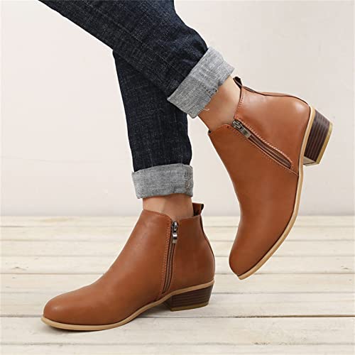 Lovely Nursling Womens Fashion Boots Low Heel Womens Ankle Booties Sexy Boots Side Zip Leopard Anti-Slip Womens Short Platform Booties