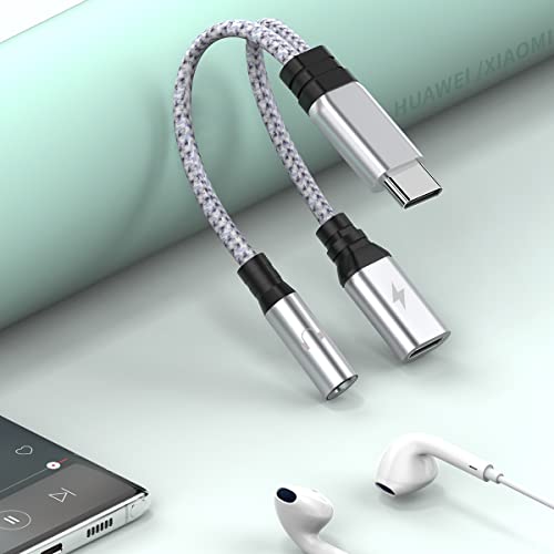 Only for Huawei/XiaoMi,2-in-1 USB C to 3.5mm Headphone Splitter and Charger Adapter Cable Cord,13CM/5inch Type C to 3.5mm Headphone Jack and Audio Adapter for Huawei Mate 9/10/20,P10/20,XiaoMi 6/8/9