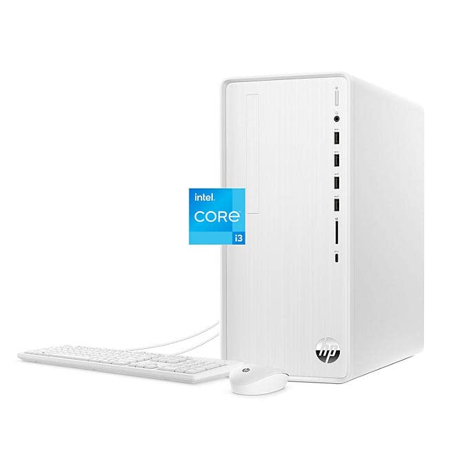 HP Pavilion Business Desktop, 12th Gen Intel 4-Core i3-12100 up to 4.30GHz, 16GB RAM, 1TB PCIe SSD, USB-C, HDMI, VGA, RJ45, WiFi 6, Peripherals, White, Win 11 Pro (Renewed)