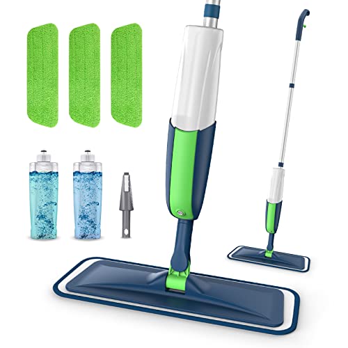 Spray Mops Microfiber Floor Mops for Floor Cleaning - MEXERRIS Wet Mops Dust Mop with 2 Refillable Bottle and 3 Microfiber Pads Wood Floor Cleaning Mop for Hardwood Laminate Ceramic Floors Cleaning