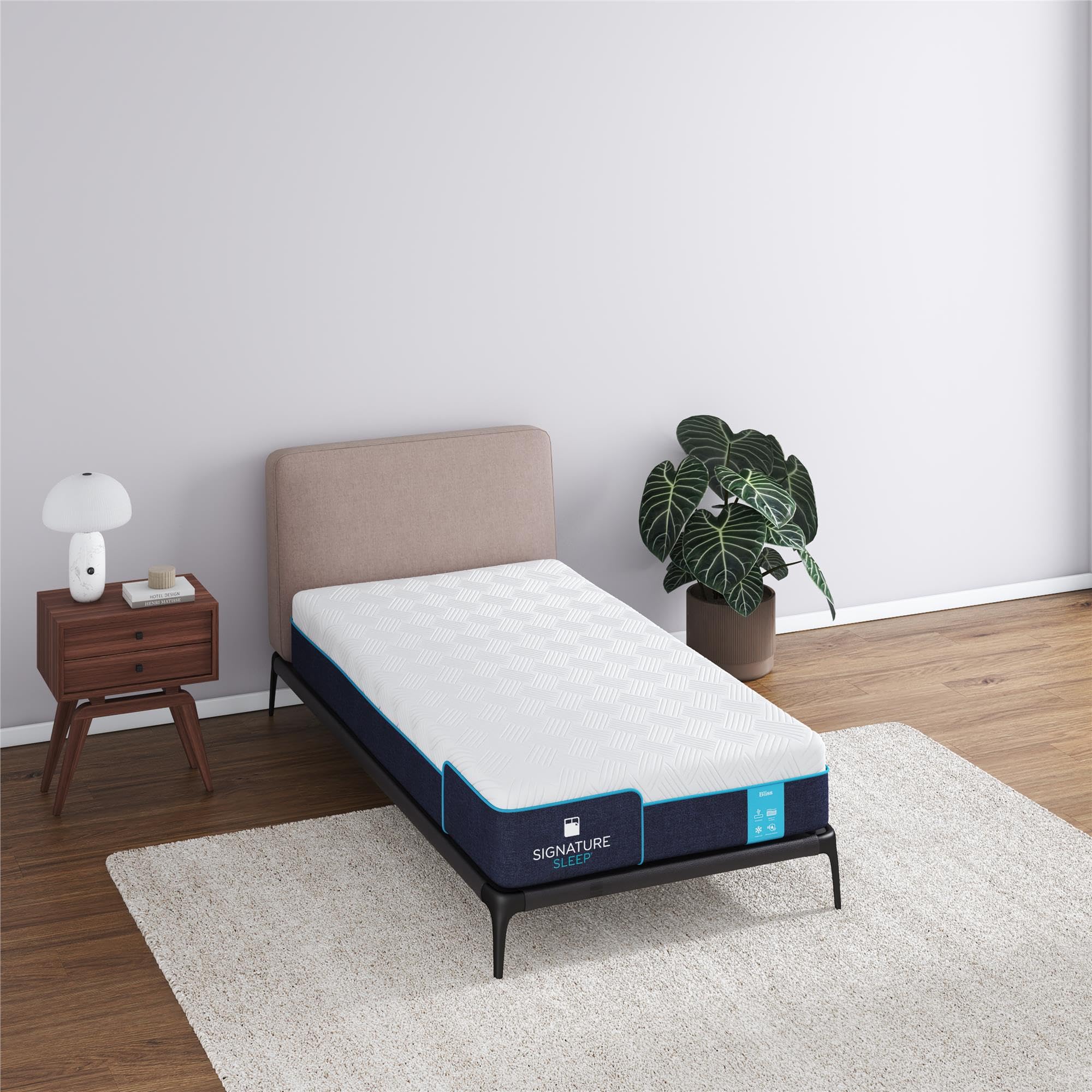 Signature Sleep Bliss 10 Inch Charcoal Cool Gel Memory Foam Mattress-in-a-Box, Medium, Certipur-US and Oeko-TEX, Twin