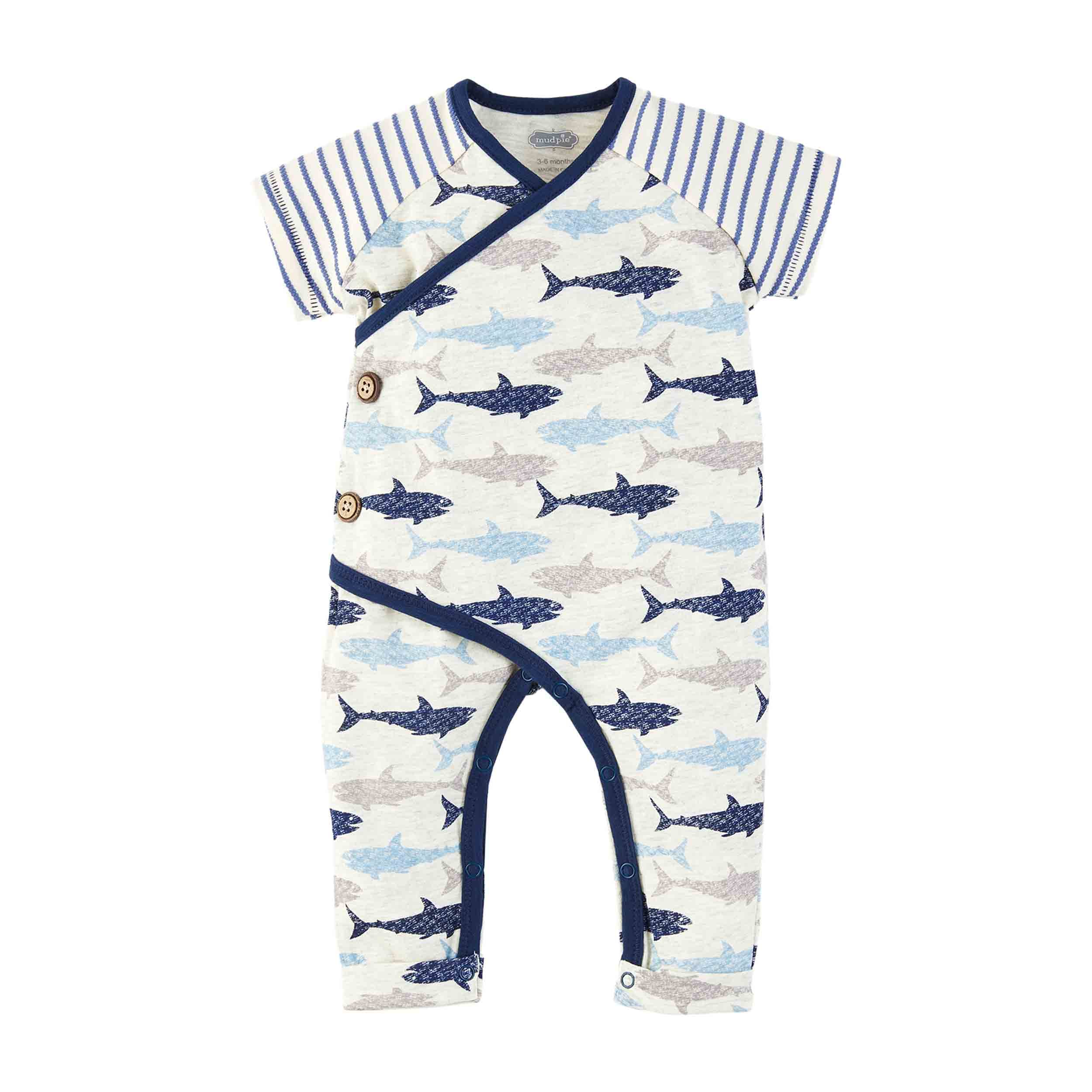 Mud Pie Baby Boys Kids One Piece, Shark, 6-9M US