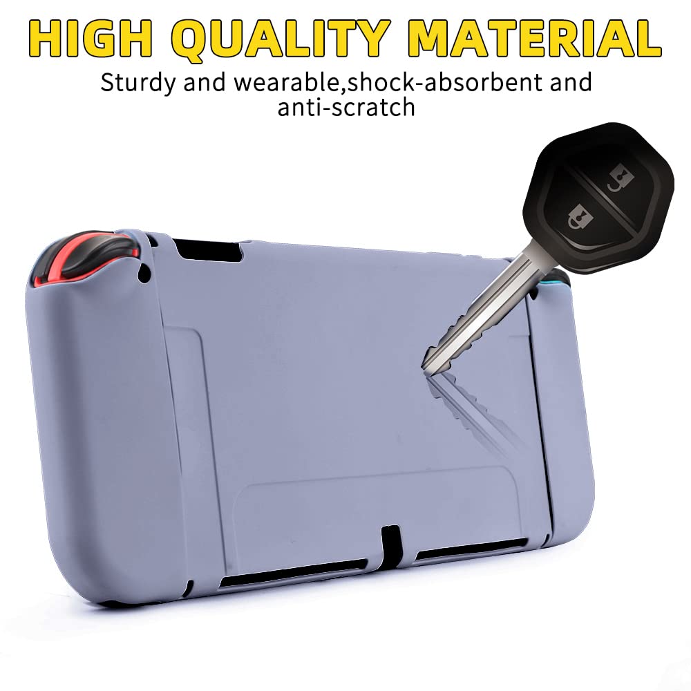 Jusy Soft Cover Skin for Nintendo Switch OLED Model (2021), Sweat-Proof Anti-Slip Dockable Rubber Case Compatible with Nintendo Switch Console (Blue-Gray)