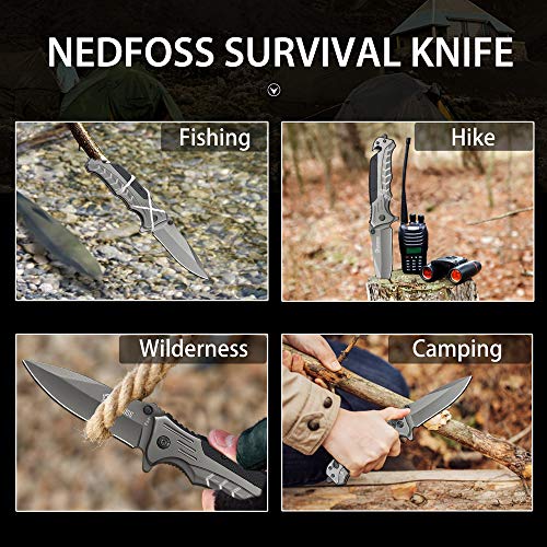 NedFoss Knifes Pocket Knives for Men, Folding Pocket Knife with Glass Breaker, Seatbelt Cutter, G10 Handle, Thumb Stud for Emergency Rescue, Household, Workshop (FA46)