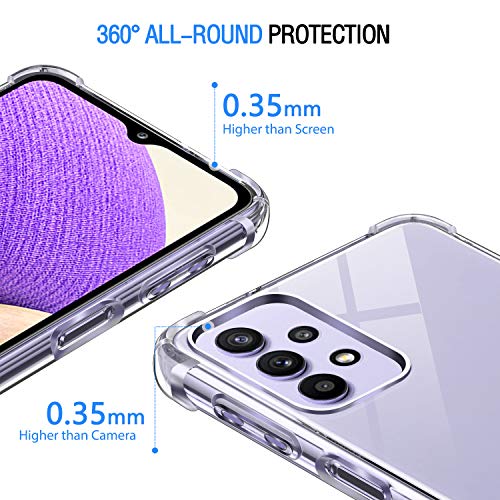 ivoler [4 in 1 Case for Samsung Galaxy A32 5G/M32 5G (Not fit A32 4G/M32 4G) with 3 Pack Tempered Glass Screen Protector, Clear Slim Soft TPU Silicone Protective Shockproof Phone Case 6.5 inch