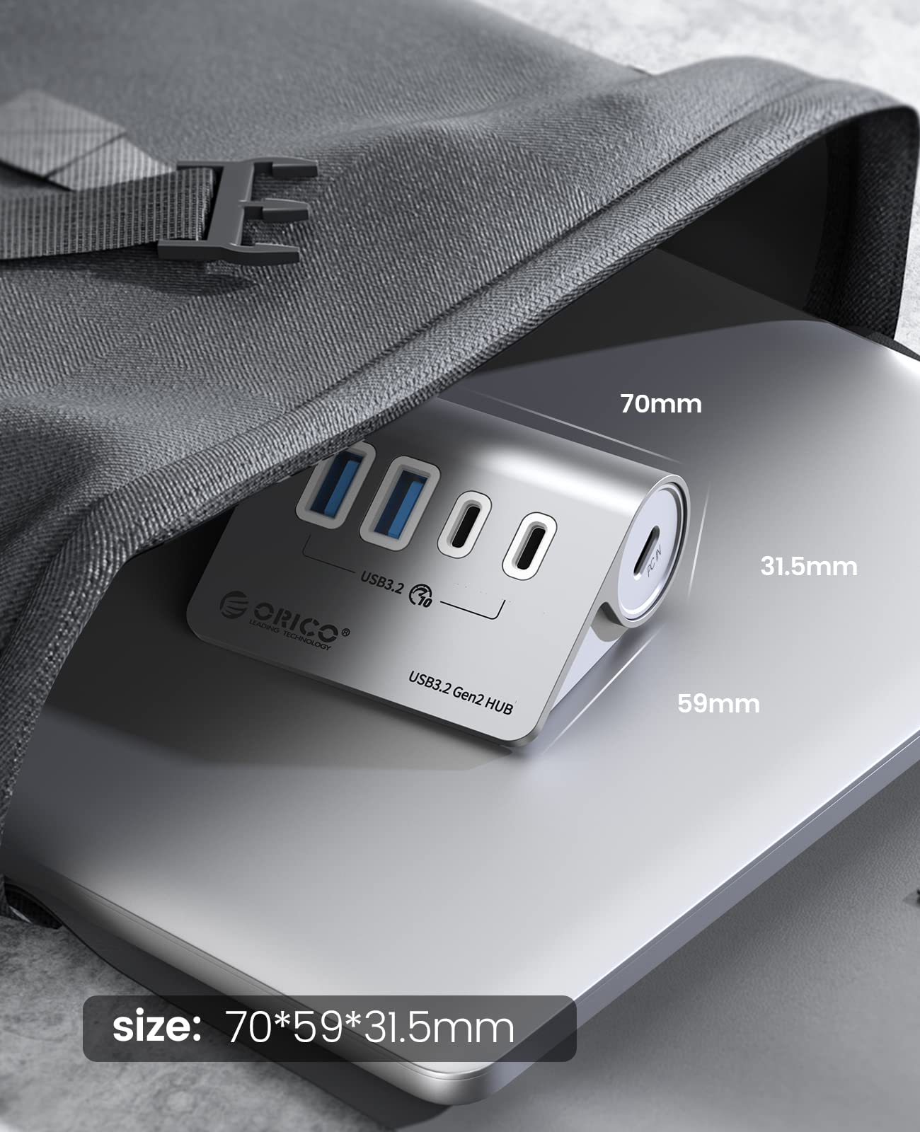 ORICO USB 3.2 Hub 10Gbps with 7 USB A Ports, USB 3.2 Gen 2 Hub with 3.28Ft USB-A to USB-C Cable, Desk USB Splitter for MacBook, Mac Pro/Mini, iMac, Surface Pro Laptop/PC