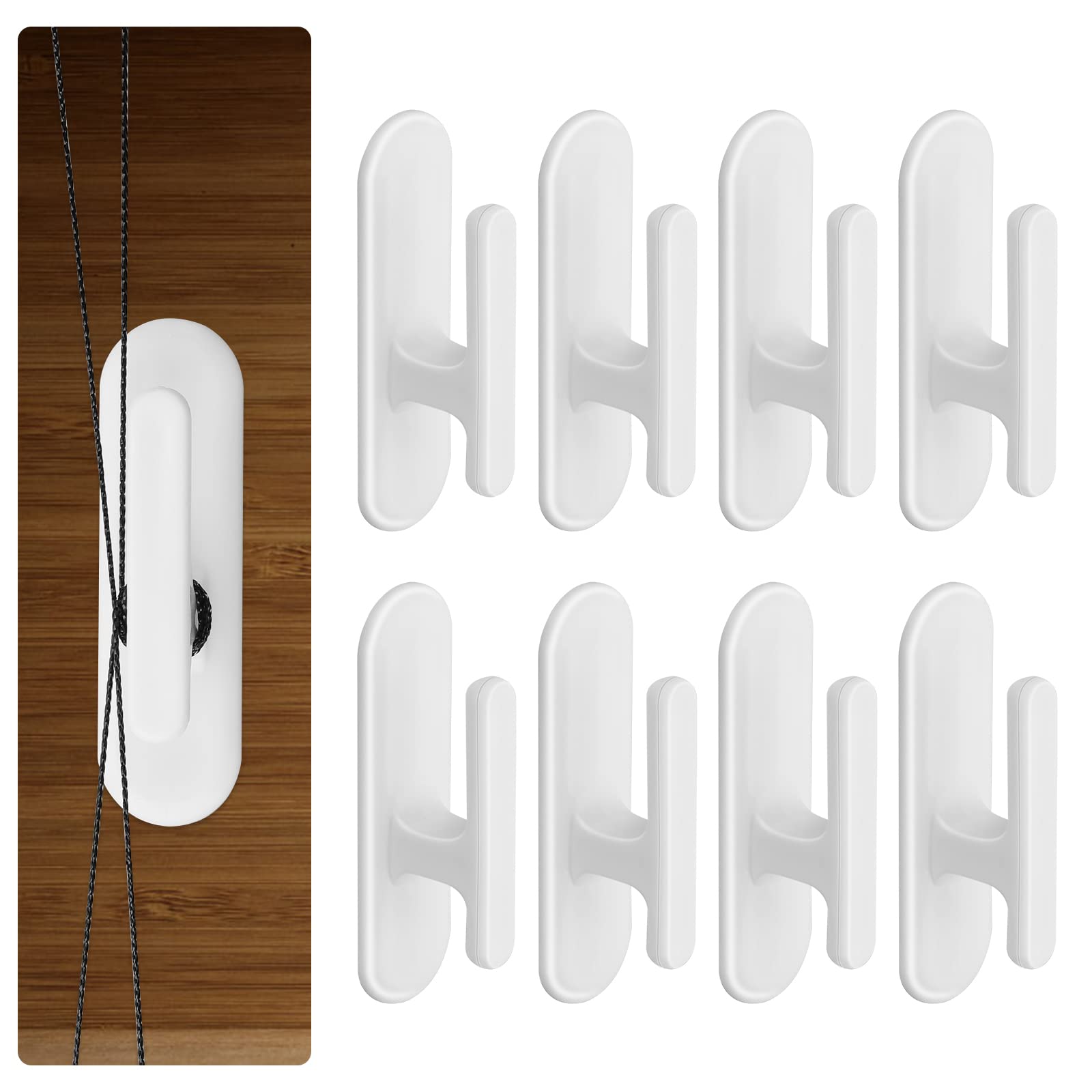 Grevosea 8 Pieces Blind String Holder,Blind Cord Holder Cord Safety Blind Pull Blind Cord Twister Safety Blind Cord Hooks Blind Cord Wrap Cleat for Home Office Study Bedroom Bay Window Use