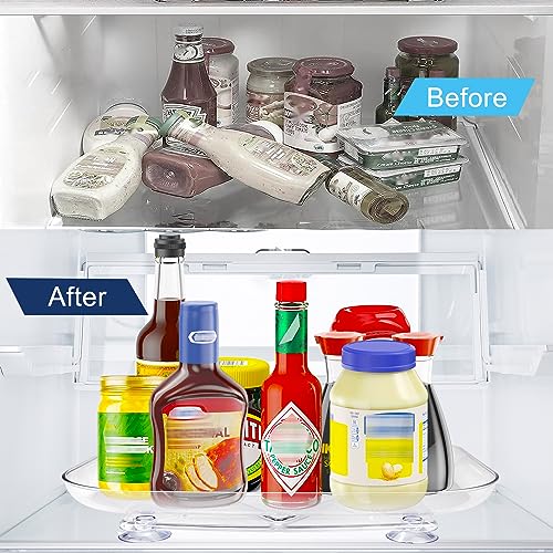 Lazy Susan for Refrigerator, Square Lazy Susan Turntable Organizer for Refrigerator, 15.67"kitchen fridge organizers and storage,for Cabinet,Pantry, Bathroom,Makeup Vanity top, Home condiment Lazy Sus