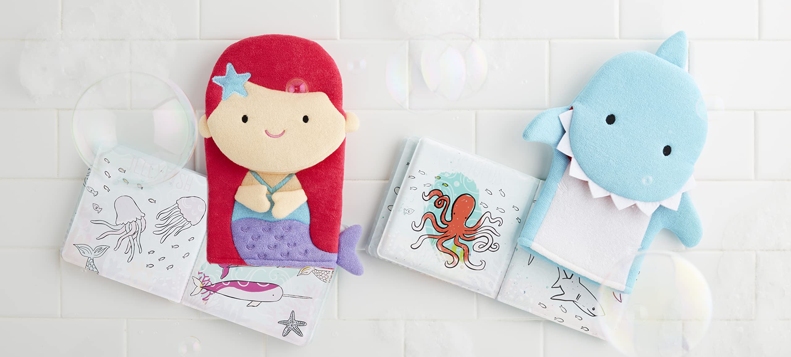 Mermaid Bath Book Mitt Set