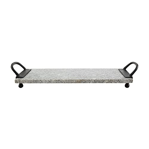 Mud Pie Granite Board with Iron Handles, Gray, 8" x 24"