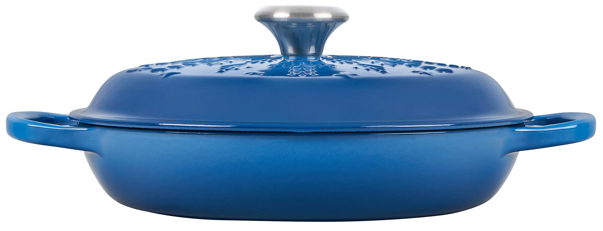 Le Creuset Noel Collection: Signature Cast Iron Braiser Embossed Snowflake w/ Stainless Steel Knob, 2.25 qt., Marseille