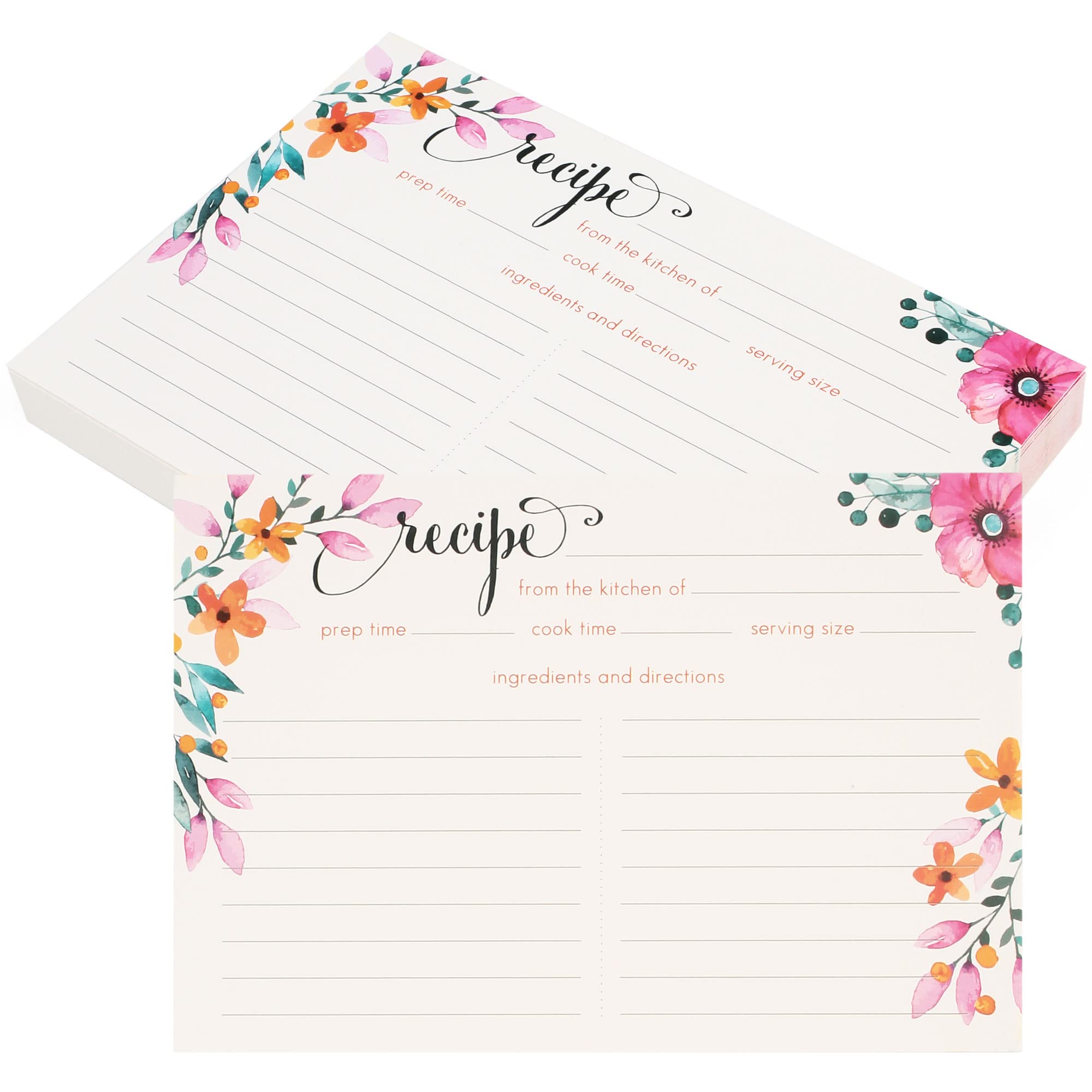 LotFancy Recipe Cards, 4x6 Inch, 60 Count, Double Sided, Blank Recipe Cardstock, Floral Recipe Index Cards