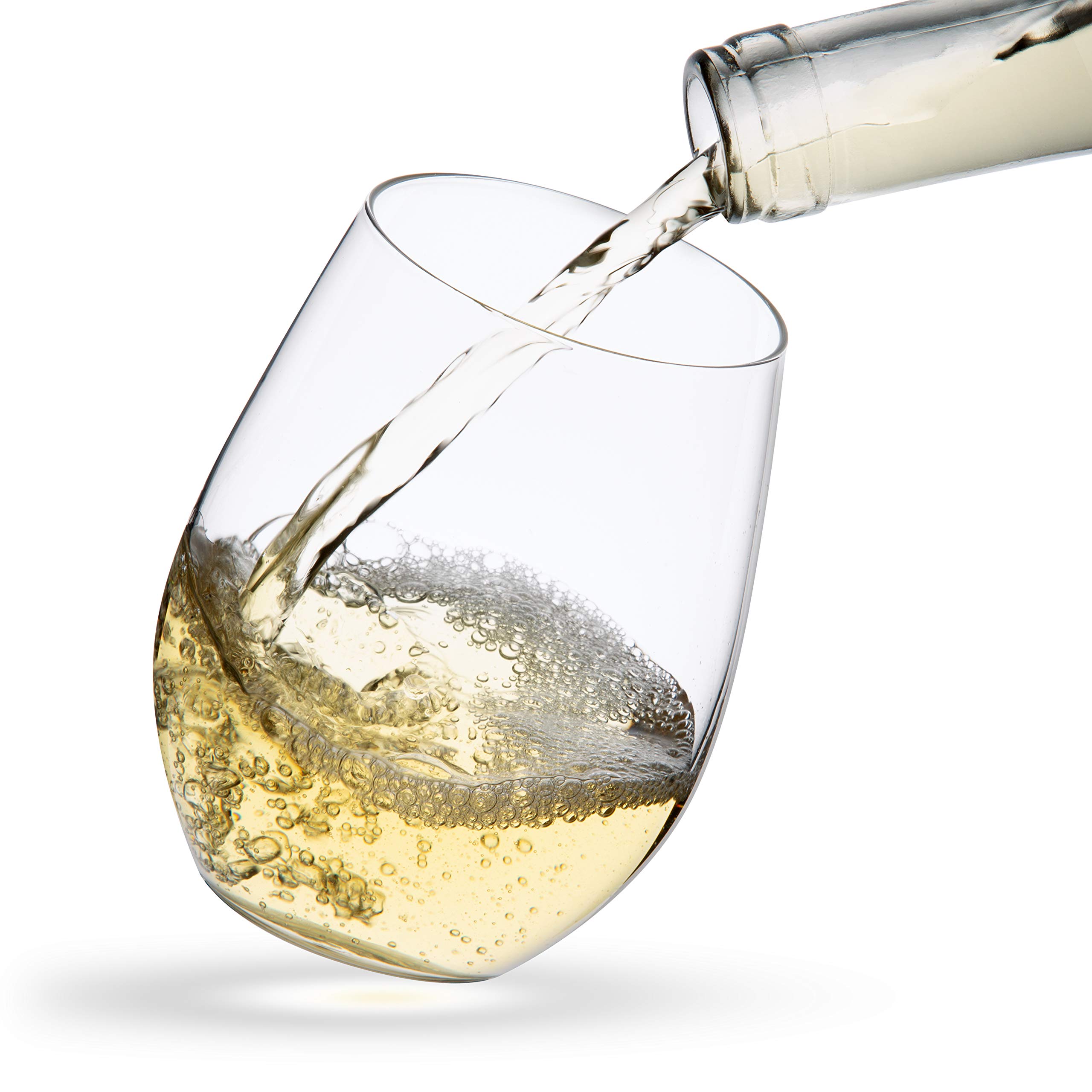 JoyJolt Spirits Stemless Wine Glasses for Red or White Wine (Set of 4)-19-Ounces