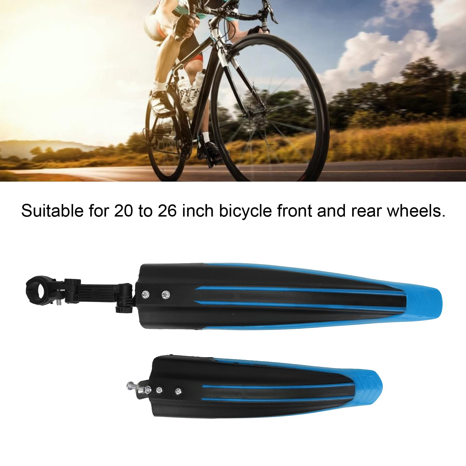 LAIONTY Bike Rear Mudguard Set Front Back Rear Tire Mud Guards Kit Easy to Install Mountain Road Bike Riding Cycling Accessory (Blue)