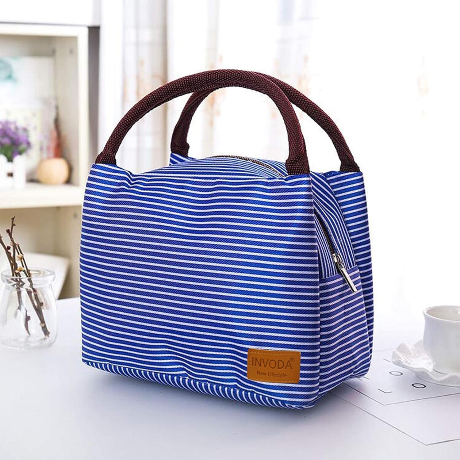 Lunch Bag 4PCS Lunch Organizer for office Lunch Cooler with Zip Closure Foldable Lunch Tote Bag, Reusable Lunch Holder Insulated Lunch Container Picnic Bag for Men Women