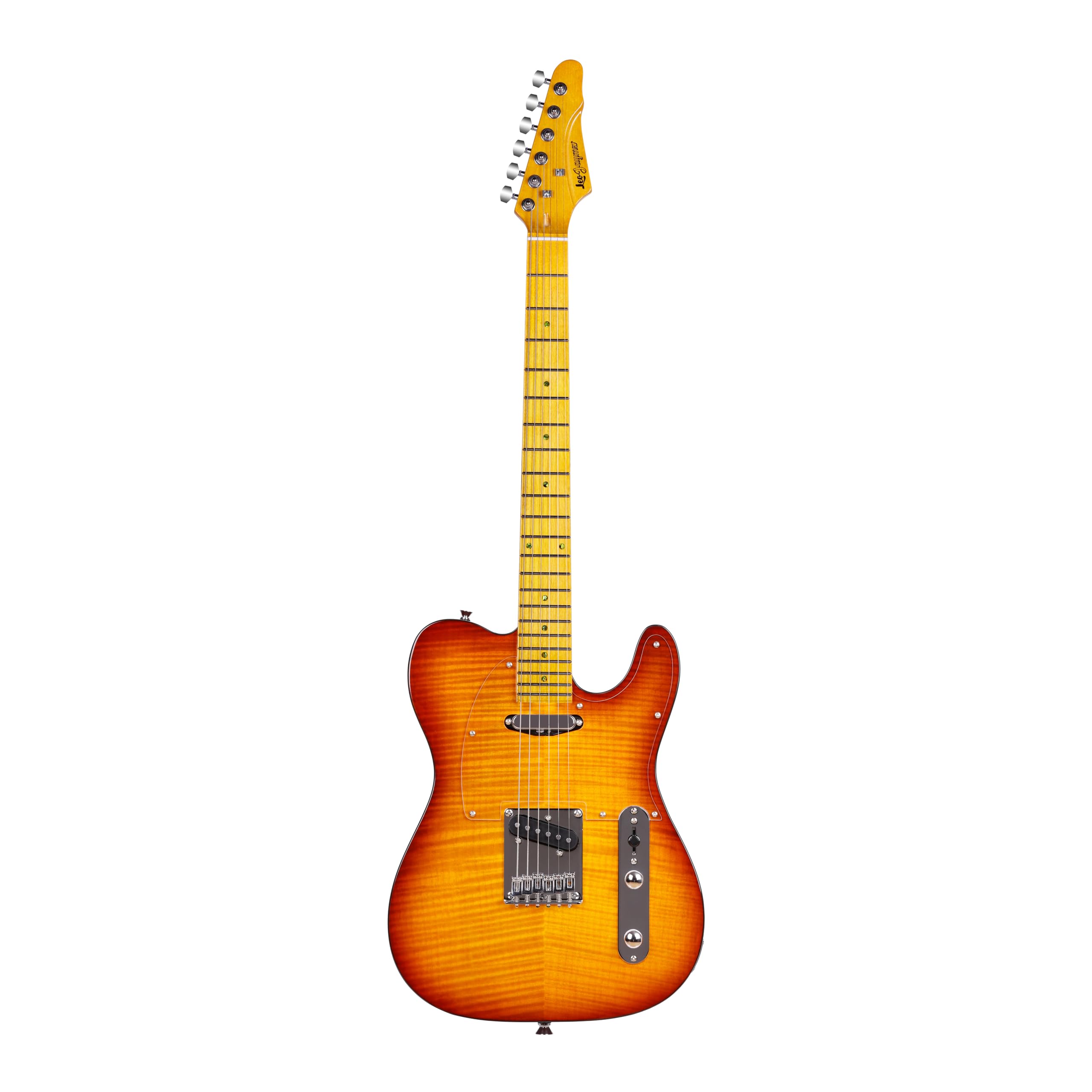 Leo Jaymz ResonanceX Pro Electric Guitar with Flame Maple Top - High Gloss Mahogany Body and Hard Maple Neck - High Transparent Acrylic Pickguard - Highly Output Alnico V Pickups