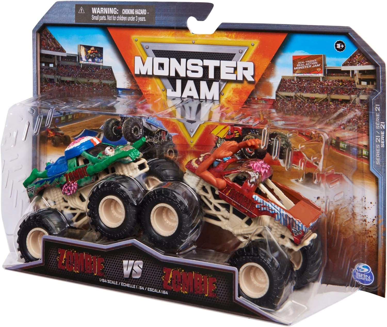 Monster Jam 2-Pack Series 21 Bone Yard Trucks Biker Zombie vs Burned Zombie