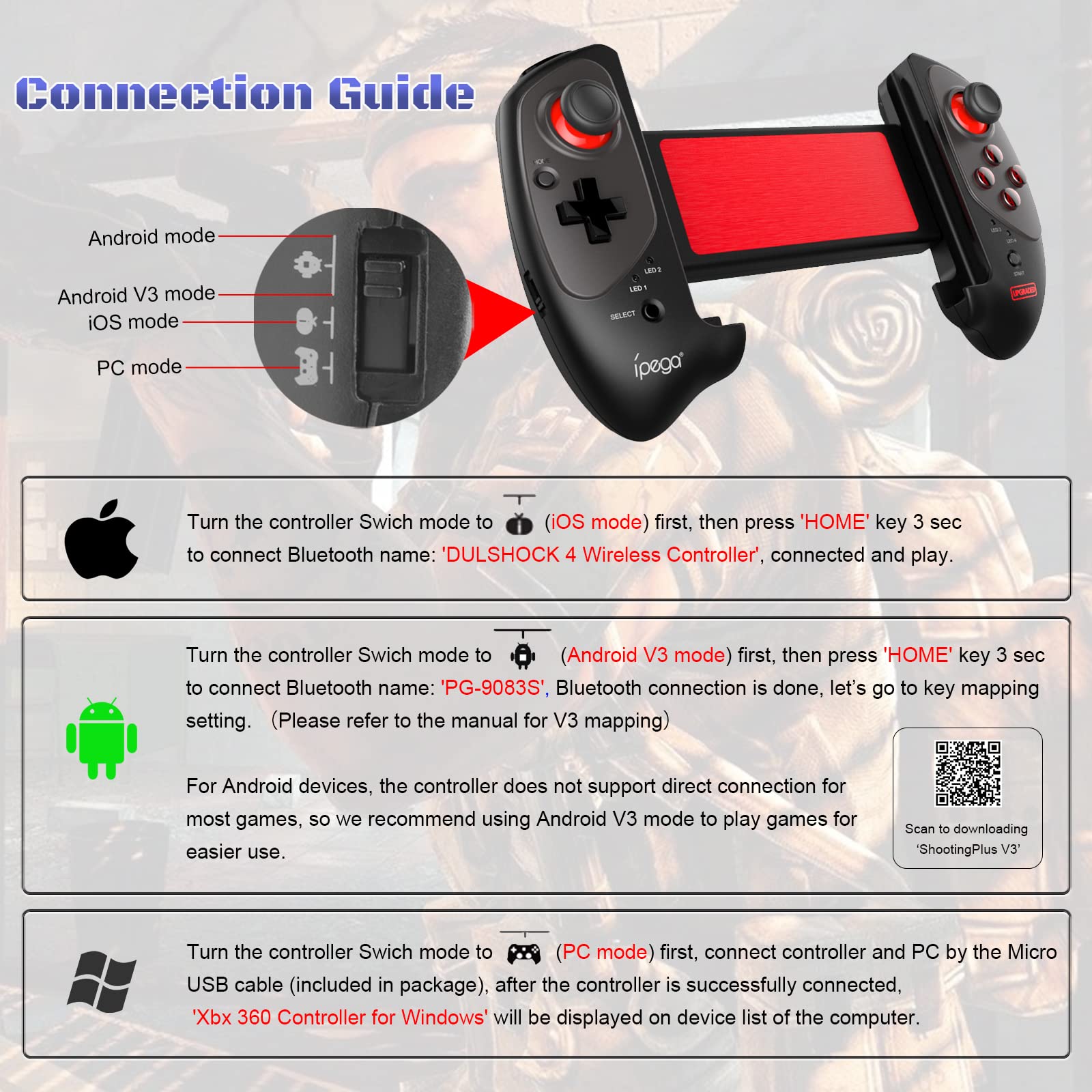 Megadream Wireless Mobile Game Controller Gamepad Joystick for iPad iOS iPhone 14/13/12, Android Samsung Tablet PC - 18+ Hour Battery Life - MFi Certified - Call of Duty - Apex Legends