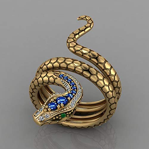 LRESJJIUJ 18K Gold Plated Vintage Snake Ring Set with Diamond Exquisite Sculpture Animal Stackable Stainless Steel Ring Punk Jewelry Wrapped Snake Valentine's Day Gift Souvenir