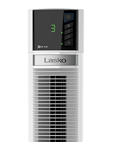 Lasko Xtra Air Oscillating Tower Fan, 4 Speeds, Nighttime Setting, Timer and Remote Control, 48", Silver, T48337, Large