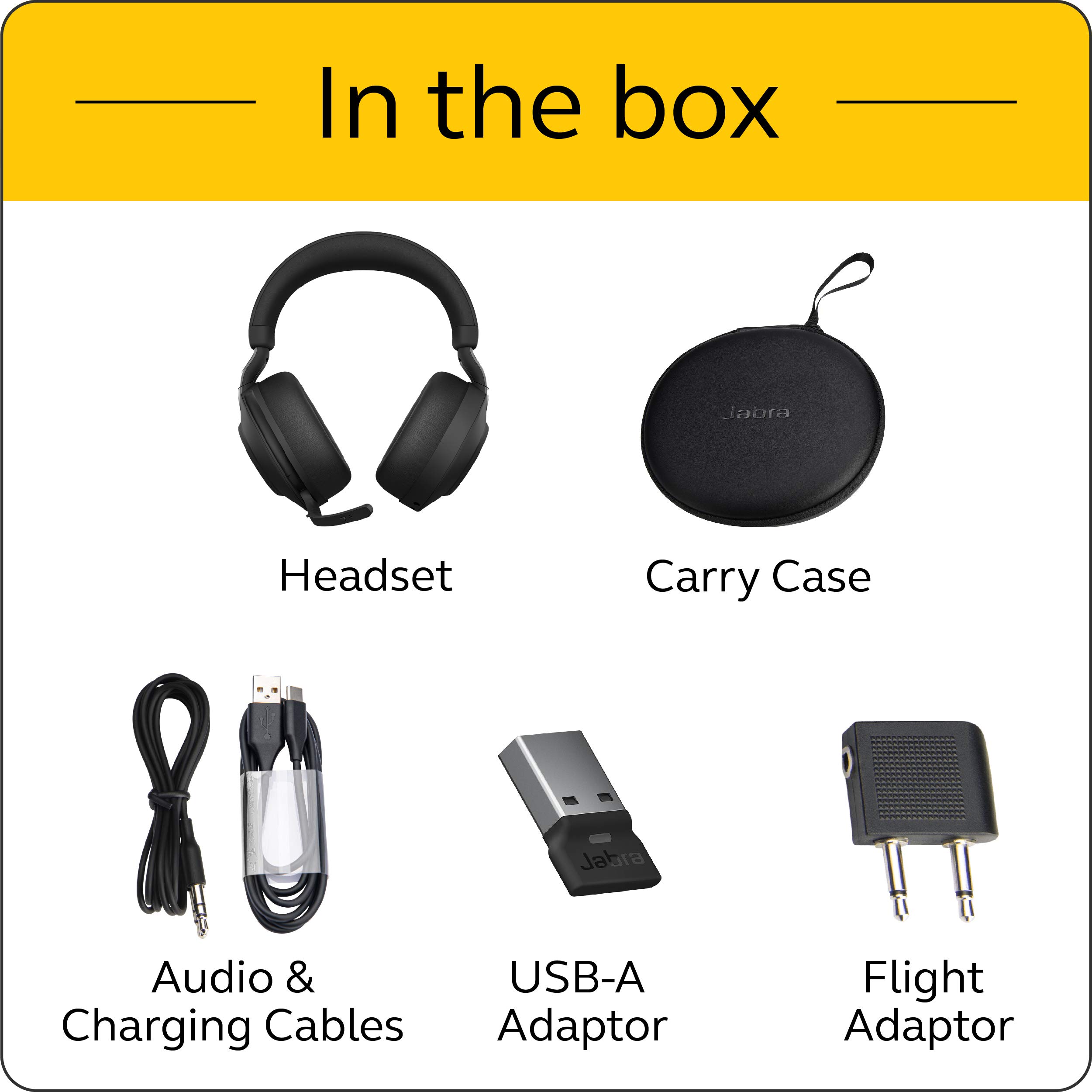 Jabra Evolve2 85 UC Wireless Headphones with Link380a, Stereo, Black – Wireless Bluetooth Headset for Calls and Music, 37 Hours of Battery Life, Advanced Noise Cancelling Headphones