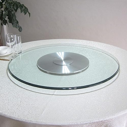 Lazy Susans Turntable 10mm Tempered Glass Turntable, Round Rotating Tray For Kitchen Dining Table Serving Plate Large Silent Tabletop Organizer, Silent/Not Tilted (Size : 80cm/31in)