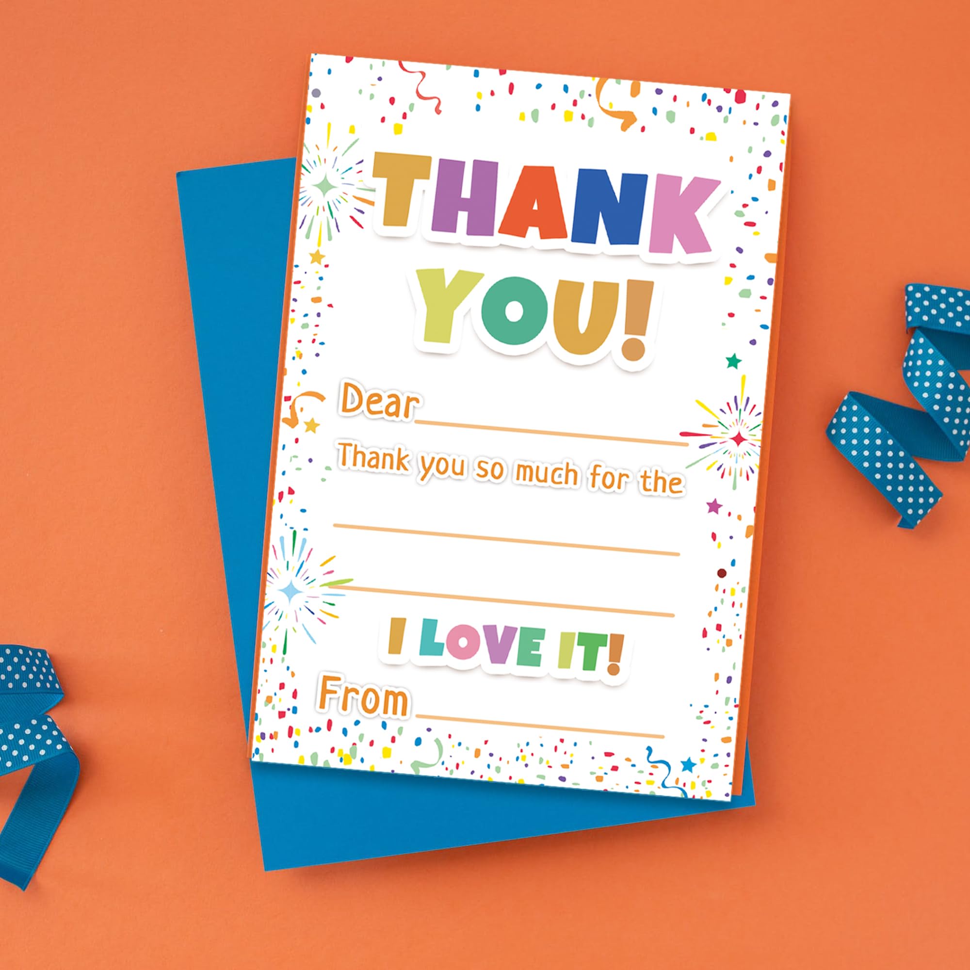 Vusnud 72Pcs Kids Thank You Cards, Fill in The Blank Thank You Notes with Envelopes from Teacher for Birthday (4x6 In)